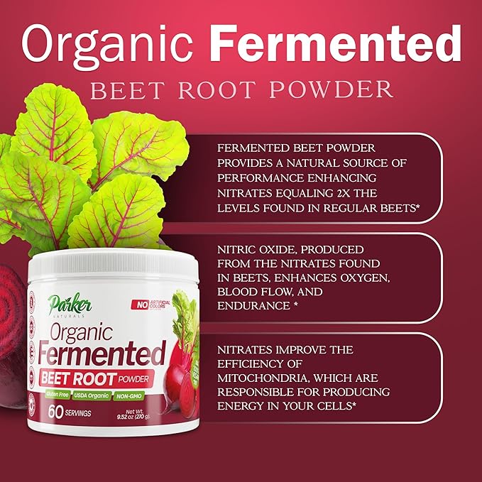 Parker Naturals Organic Fermented Beet Root Powder, 9.52 oz Beet Powde ...